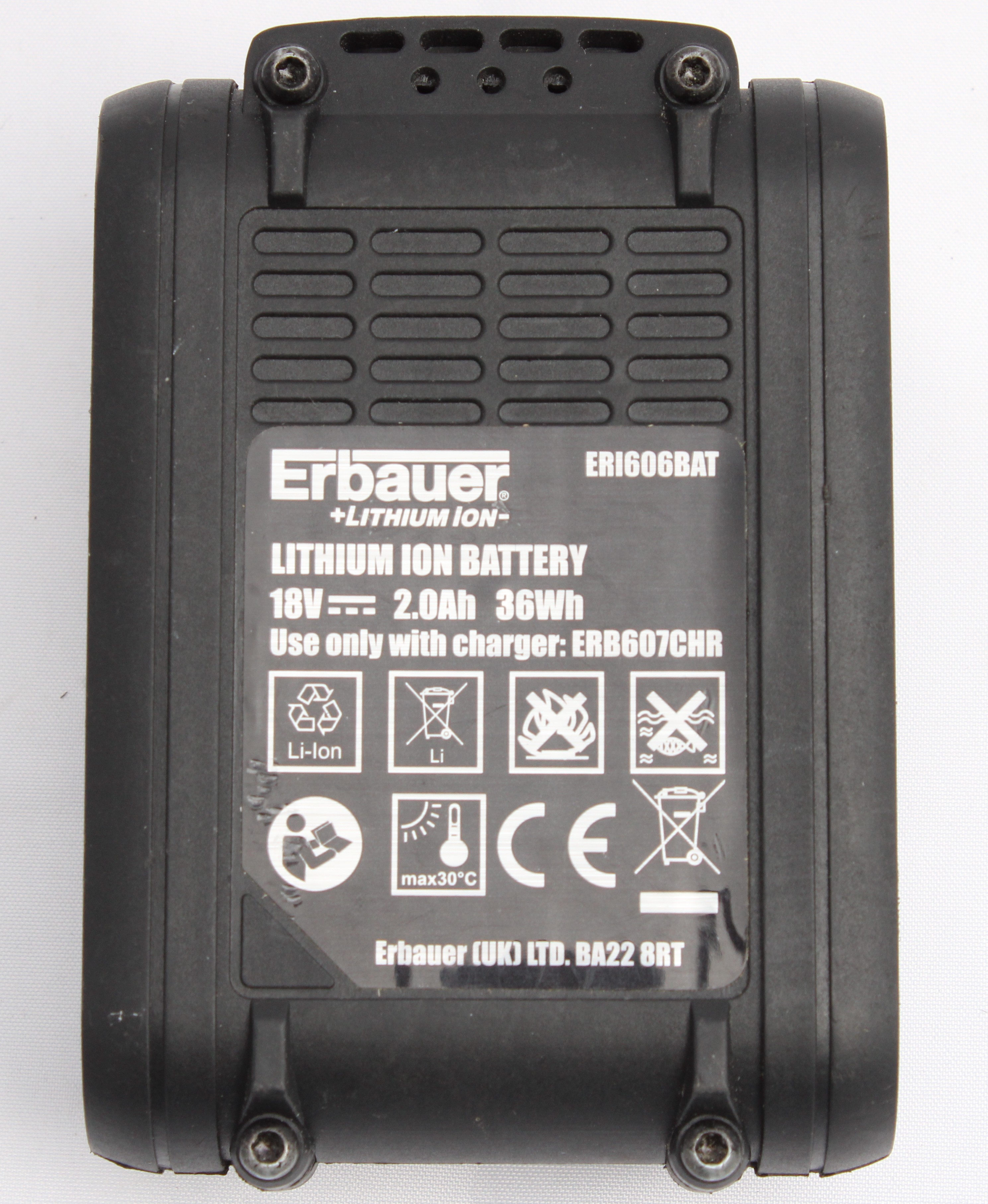 Pre-owned Erbauer 18V ERI606BAT 2.0Ah Lithium Ion Battery (U) - Own4Less